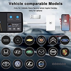 Wireless CarPlay - Wired CarPlay Convert Cars Wireless CarPlay，Wireless CarPlay Adapter，Apple CarPlay Wireless Adapter，Wireless Fast and Easy Use Fit for Cars from 2015 & iPhone iOS 10+(White)