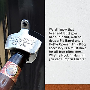 Pit Barrel Cooker Bottle Opener | Stainless Steel Wall Mount Bottle Opener | Install Indoors, Outdoors or Attach to Pit Barrel Grill | Stainless Steel