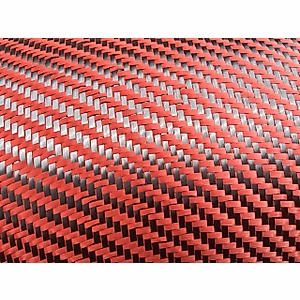 4" x 1 FT Red - Kevlar FABRIC-2x2 Twill WEAVE-3K/220g