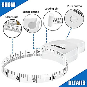 3PCS Tape Measure Body Measuring Tape 60inch (150cm), Retractable Measuring Tape for Body Measurement & Weight Loss, Accurate Body Tape Measure for Fitness, Tailor, Sewing, Handcrafts, Clothes