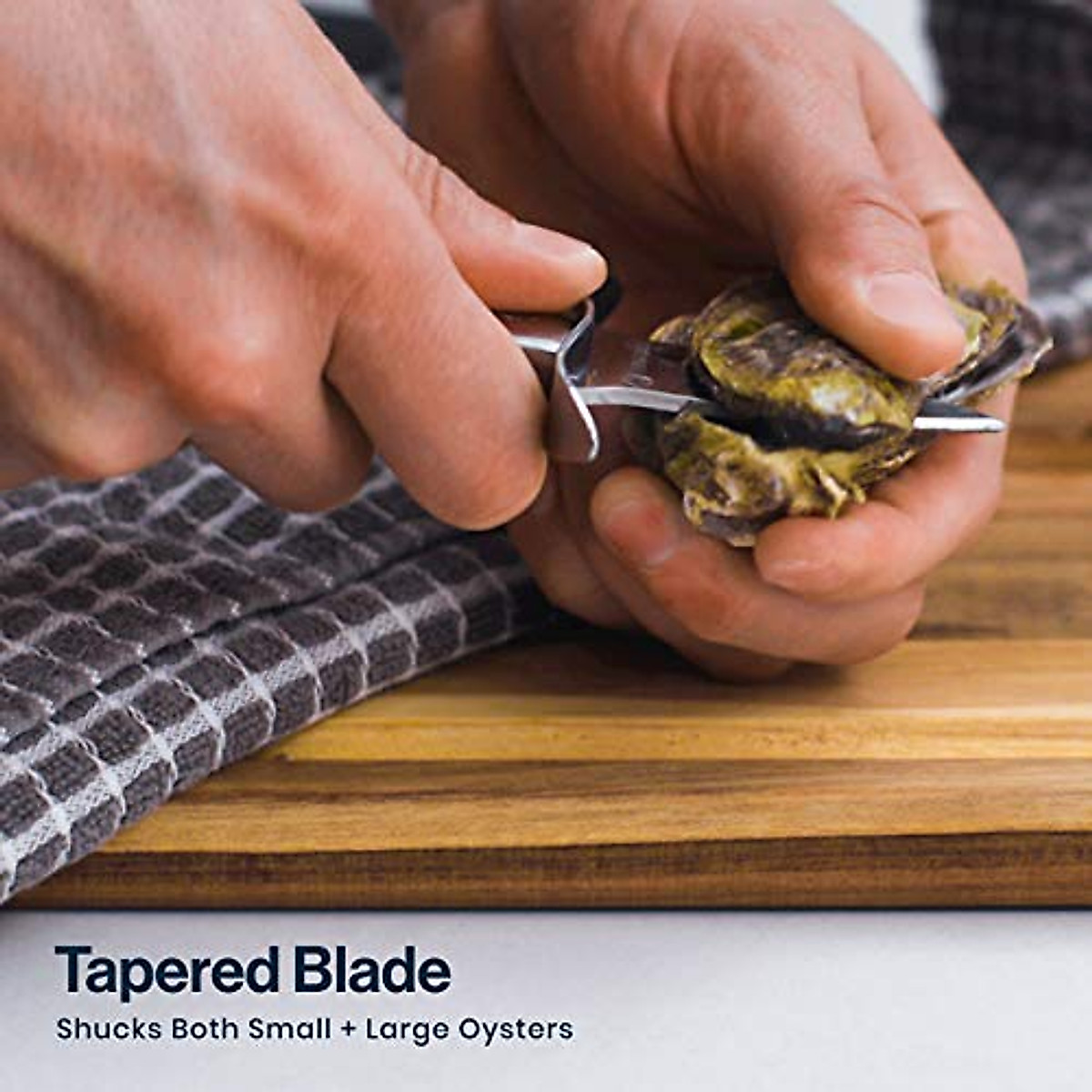 HiCoup Oyster Shucking Knife and Glove Kit - Clam and Oyster Knife Shucker Set with Stainless Steel Seafood Opener Tool, Wood Handle and Gloves﻿