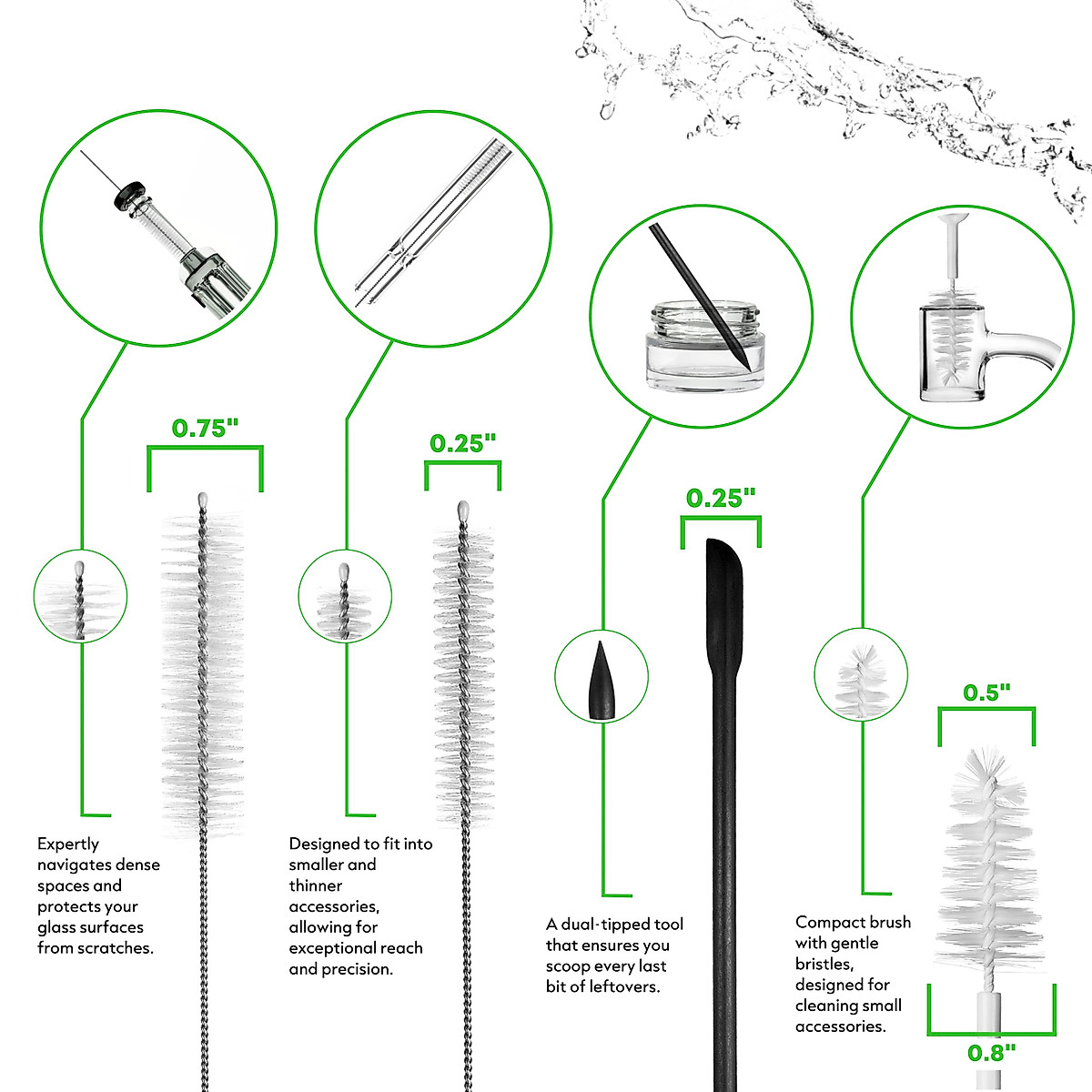 Pipe Perfect | Original (Mid-Sized) | 7pcs Multi-Purpose Brush Pack | Pipe Cleaner for Small Pipe and Tube Cleaning Brush Kit