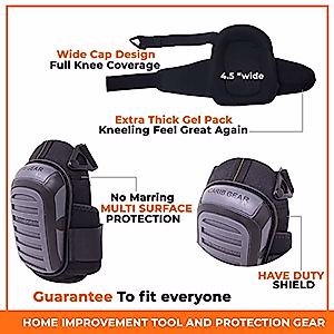 CARIB GEAR PRO Gel Knee Pads For Men and Women Work Construction | Heavy Duty Comfortable Anti-Slip Pad For Tiling, Cleaning Flooring Roofing and Gardening | Extra Gel and Cushion Support