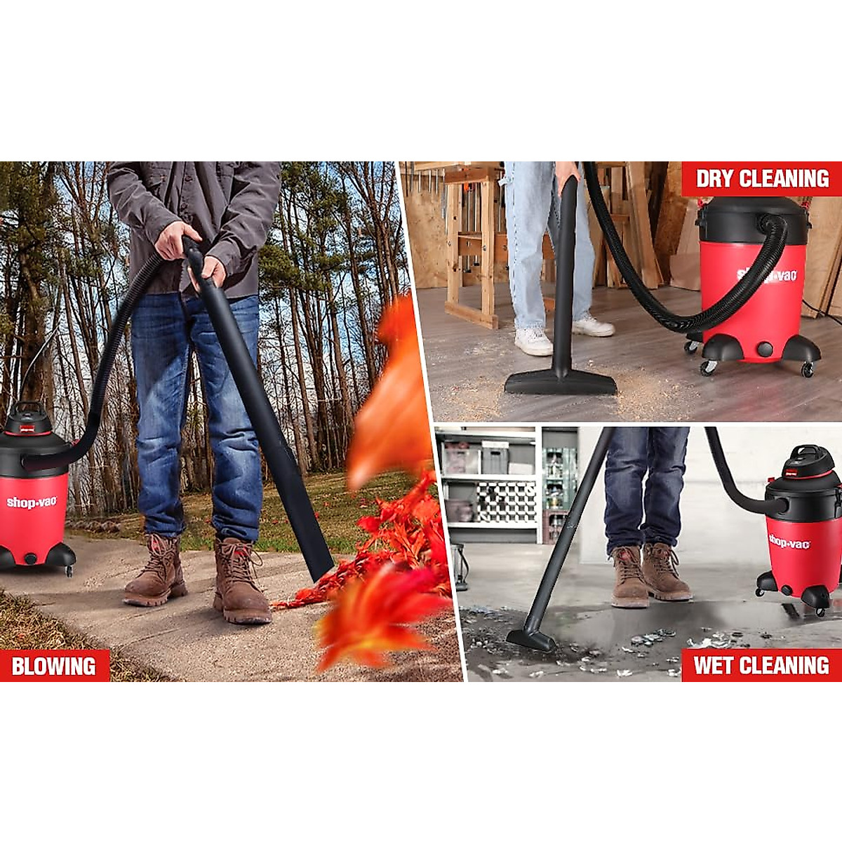 Shop-Vac 5983389 Wet/Dry Vacuum Cleaner, 16 Gallon, 6.5 Peak HP, 2.50 Inch Diameter x 8 Foot Hose, 18 Foot Cord, Ideal for Jobsite, Garage & Workshop