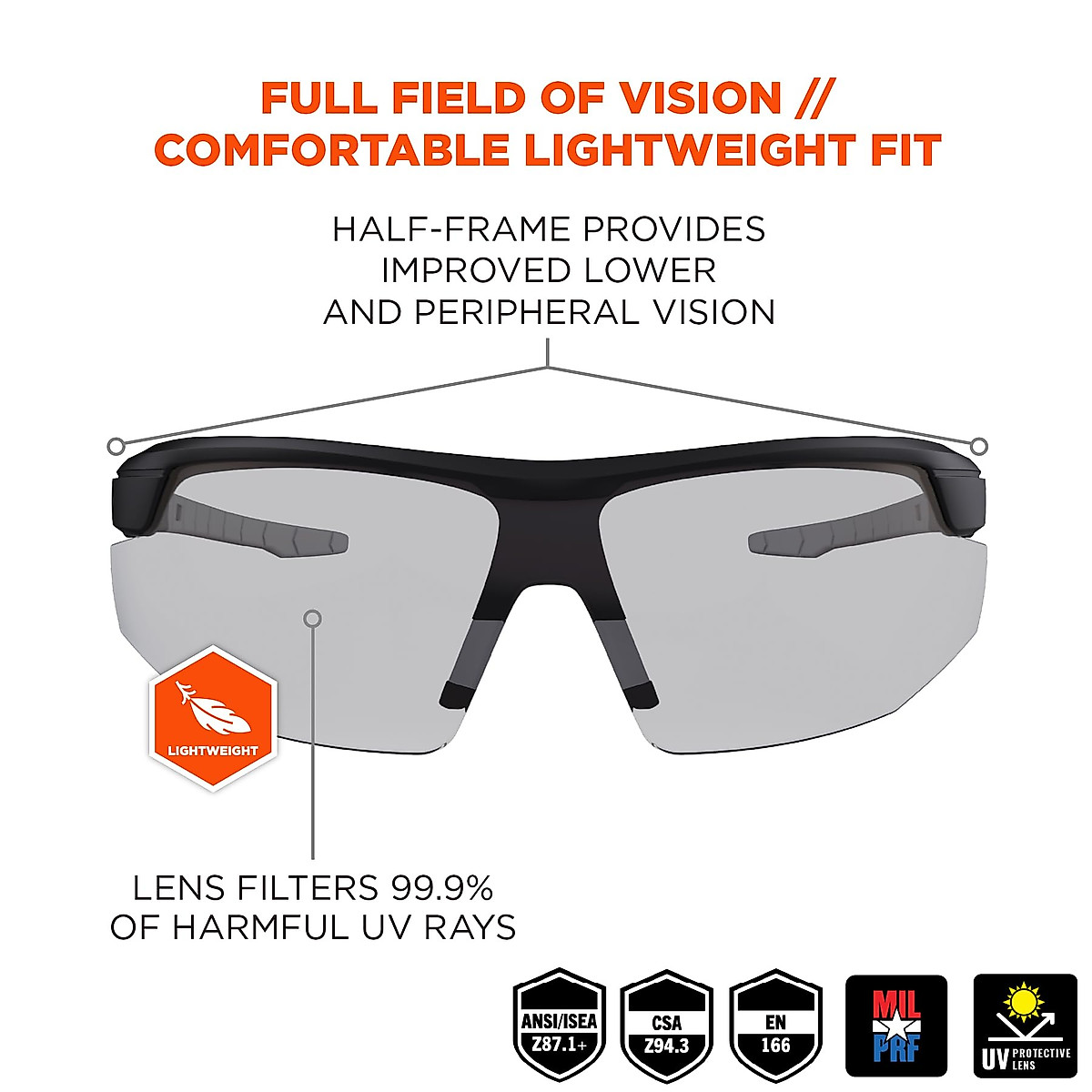 Ergodyne - 59083 Skullerz SKOLL Anti Fog Safety Glasses-Matte Black Frame, Anti-Fog Indoor/Outdoor Lens In/Outdoor Lens