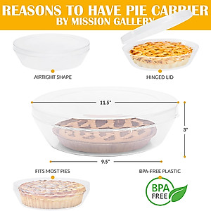 Mission Gallery Plastic Pie Carrier with Lid - Airtight Cover, BPA Free Container for Pies and Pastry Products - Round Keeper Keeps Cookies, Muffins, Cupcakes, Bakery Fresh