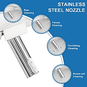 Combier CMA102S-B Electric Bidet Smart Toilet Seat,Endless Warm Water, Rear and Front Wash, LED Light, Quiet Operation, Wireless Remote, Black (Elongated)