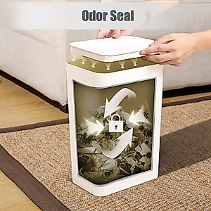 TIPGO Bathroom Trash Can with Lid, 10 Liter/ 2.6 Gallon Slim Garbage Can, Small Trash Bin Waste Basket with Pop-Up Lid for Kitchen, Bedroom, Living Room, Office (2 Pack, White)