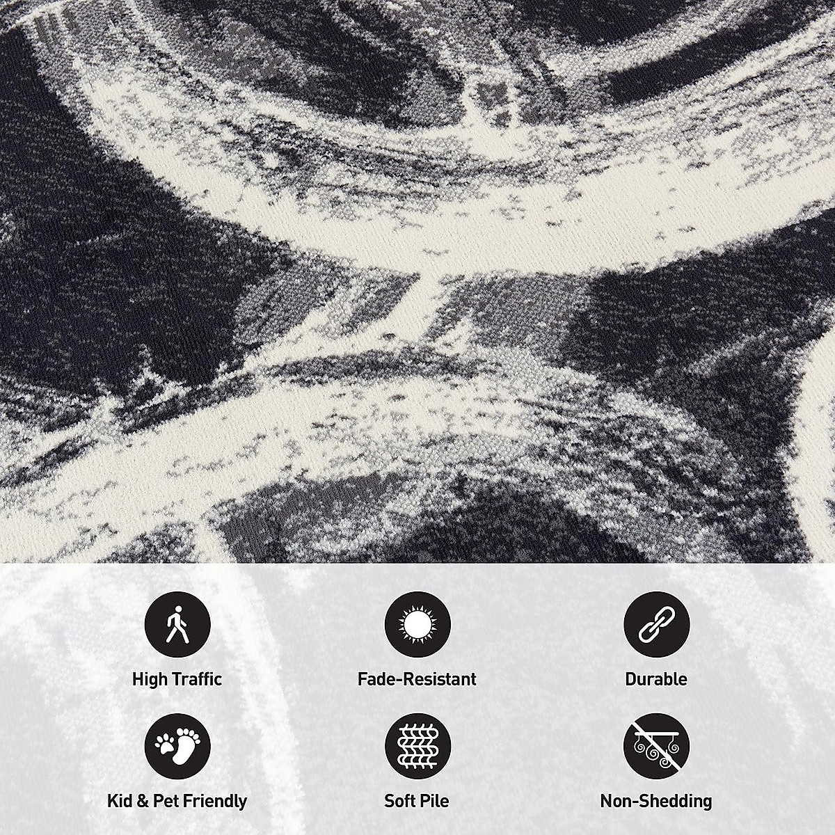 Rugshop Contemporary Bohemian Soft Area Rug 8' x 10' Dark Gray