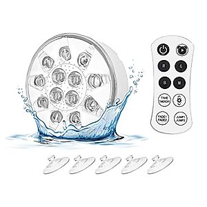 Vicalo Rechargeable Submersible Led Lights IP68 Waterproof Colorful WRGB Lights for Pool Pond Bathtub Hot Tub Spa Party Decor Radio Frequency Controlled, 1 Pack