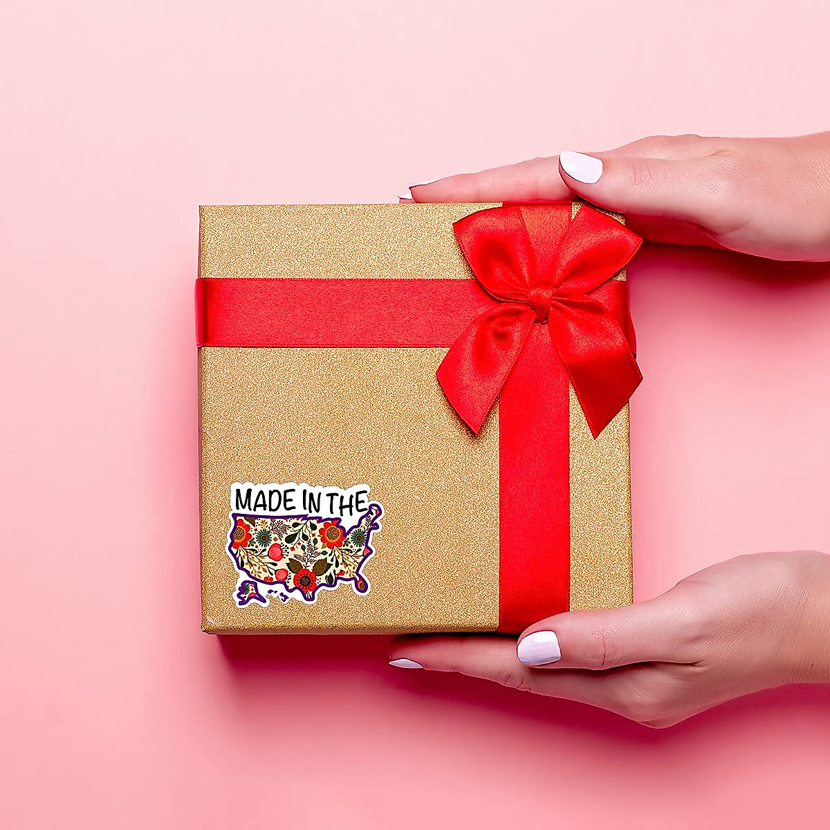 Littlefa 1.5” Made in The with America Map Design Stickers,Thank You Stickers,Bakeries Stickers,Handmade Stickers,Small Business Stickers, Envelopes Stickers, Gift Bags Packaging 500 PCS