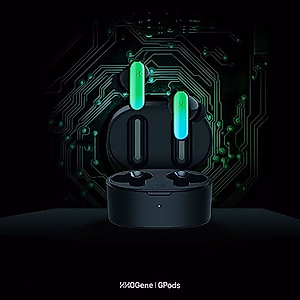 HHOGene Gpods RGB Wireless Earbuds with Led Light Control, Noise Cancelling Bluetooth Earphones in Ear with Fast Charging Case, IPX4 Sweatproof Sport Gaming Hiking Traveling for iPhone & Android Black
