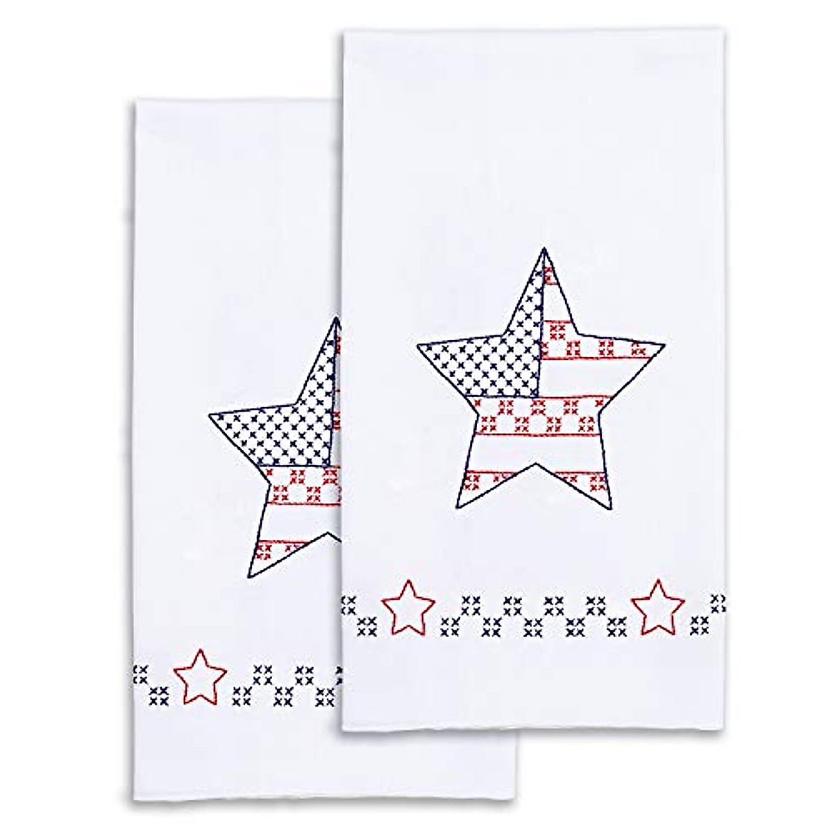 Jack Dempsey Needle Art Independence Day Embroidery Towels, white