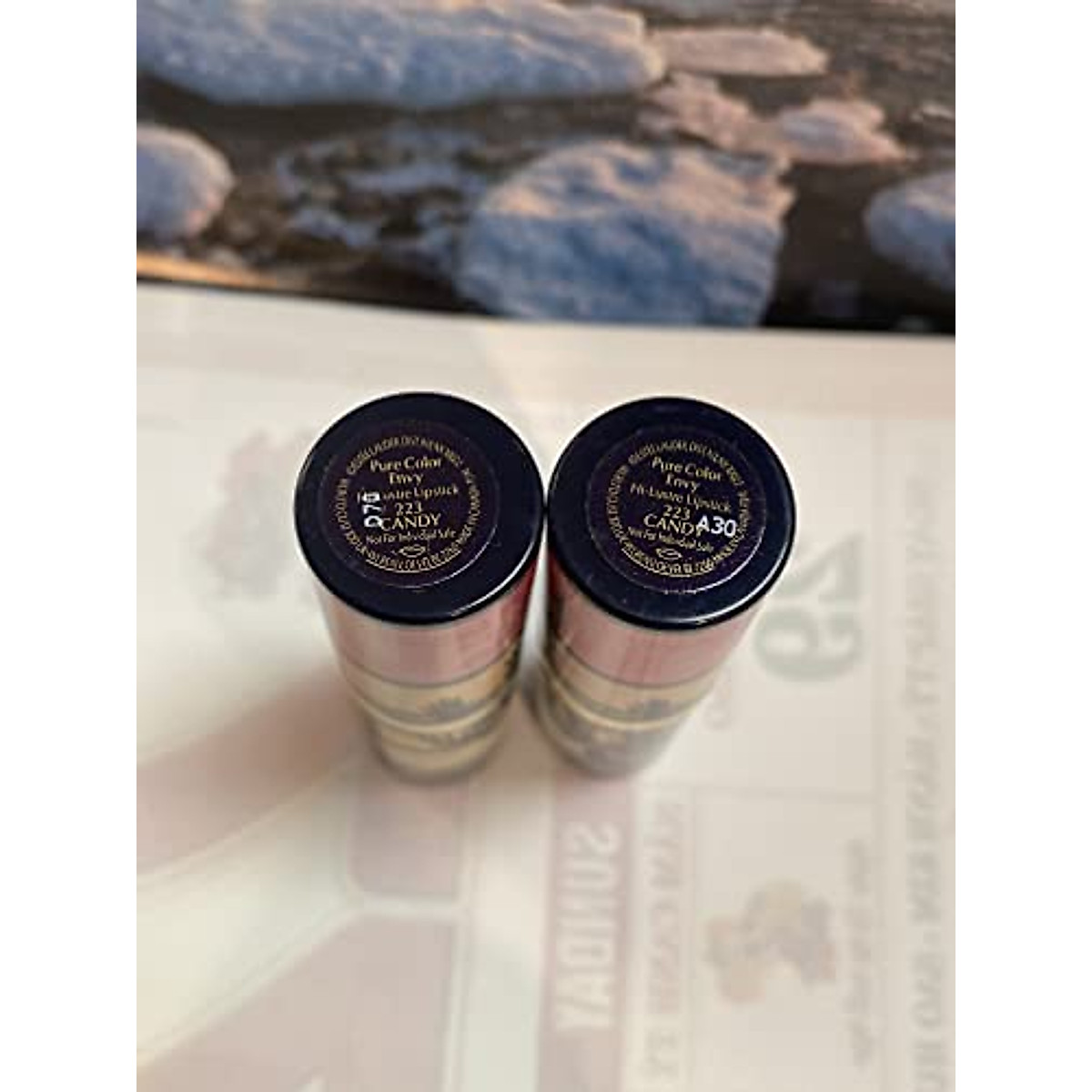 Estee Lauder Pack of 2 x Pure Color Envy Hi-Lustre Lipstick 223 Candy, 0.12 oz each Sample Size Unboxed
