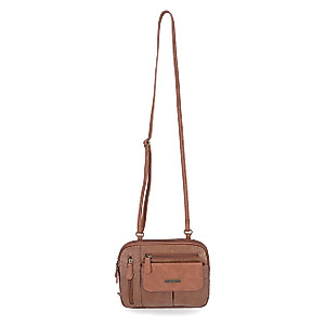 MultiSac Zippy Triple Compartment Crossbody Bag, Pecan Flowers