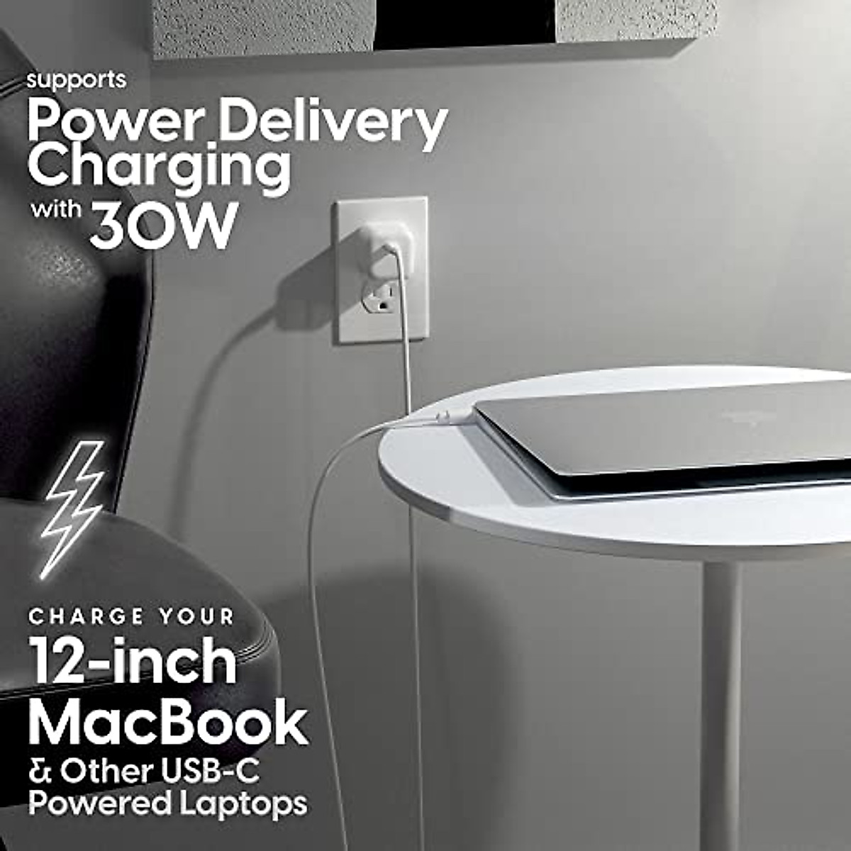 TALK WORKS USB-C Wall Charger Compatible w/iPhone 13/13 Pro/13 Pro Max/14/14 Plus/14 Pro/14 Pro Max, Laptop Computers - Single Port Fast Wall Charger Block Cube (White)