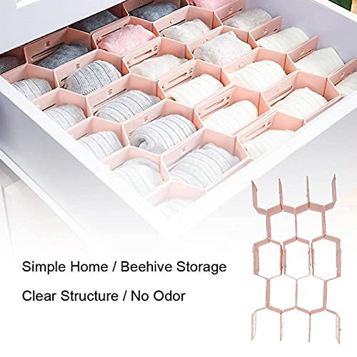 Oumefar 12pcs Drawer Dividers Organizer, Underwear Drawer Tool Drawer Divider Adjustable Honeycomb Closet Organizer Drawer Dividers(Pink)