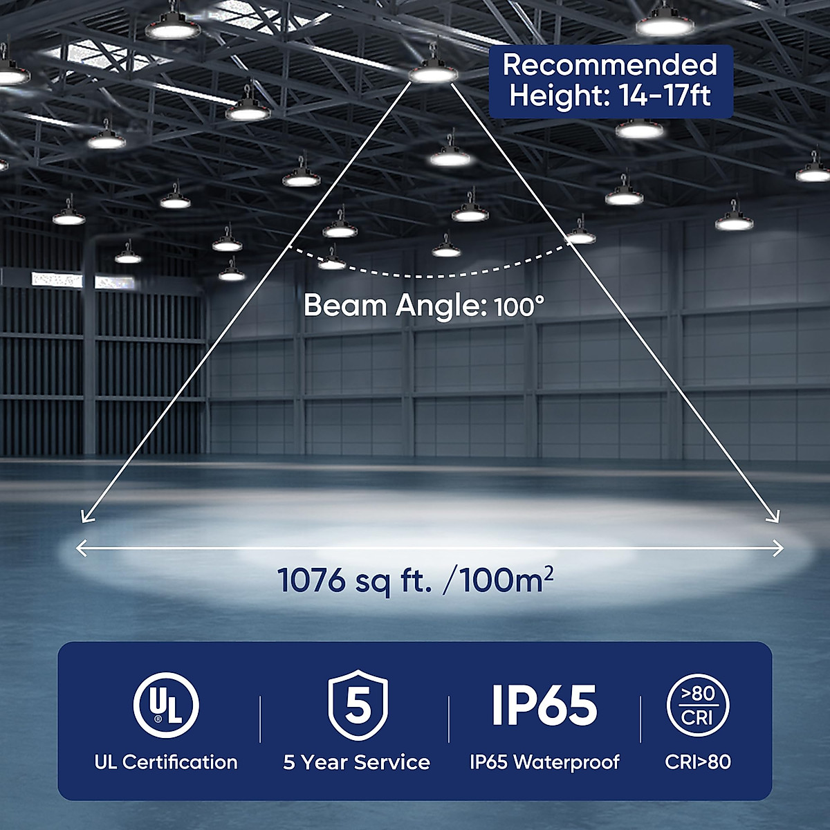 CINOTON 42W LED Barn Light Dusk to Dawn Outdoor Lighting, Black 1 Pack & 160W LED High Bay Lights 2 Pack