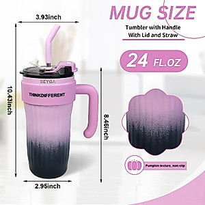 SEYGA 24 oz Insulated Tumbler with Handle |Spill Proof| Coffee Mug Travel Car Thermos Cup Water Bottle for Sport,Office,Ice Drink,Hot Beverage (Blue black)