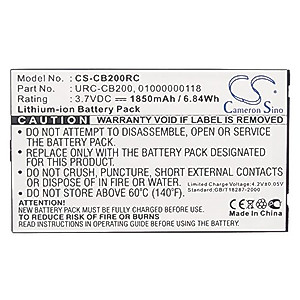 3.7V/1850mAh Replacement Battery for Sonos CB200, CB200WR1, Controller 200, Controller CB200, Controller CR200, CR200