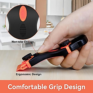 Scraper Tool Set with 20 Razor Blades for Removing Labels, Decals and Stickers from Glass and Stove Tops, 2-in-1 Design，Black and orange (orange)