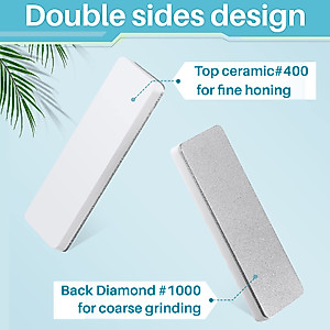 Patelai 2 Pcs Mini Pocket Knife Sharpener Stone Double Sided Diamond Sharpening Stone Whetstone Diamond Ceramic Sharpen Tools for Scissors Knives Outdoor Kitchen Sharpen Tools