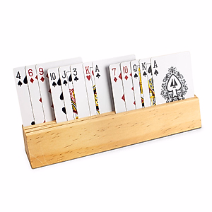 STERLING Games Solid Wooden 9" Playing Cards Holder Set of 4