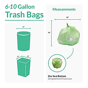 Reli. Biodegradable 6-10 Gallon Trash Bags | 150 Count | ASTM D6954 | Green | Eco-Friendly | Oxobiodegradable Under Certain Conditions (See Product Description)
