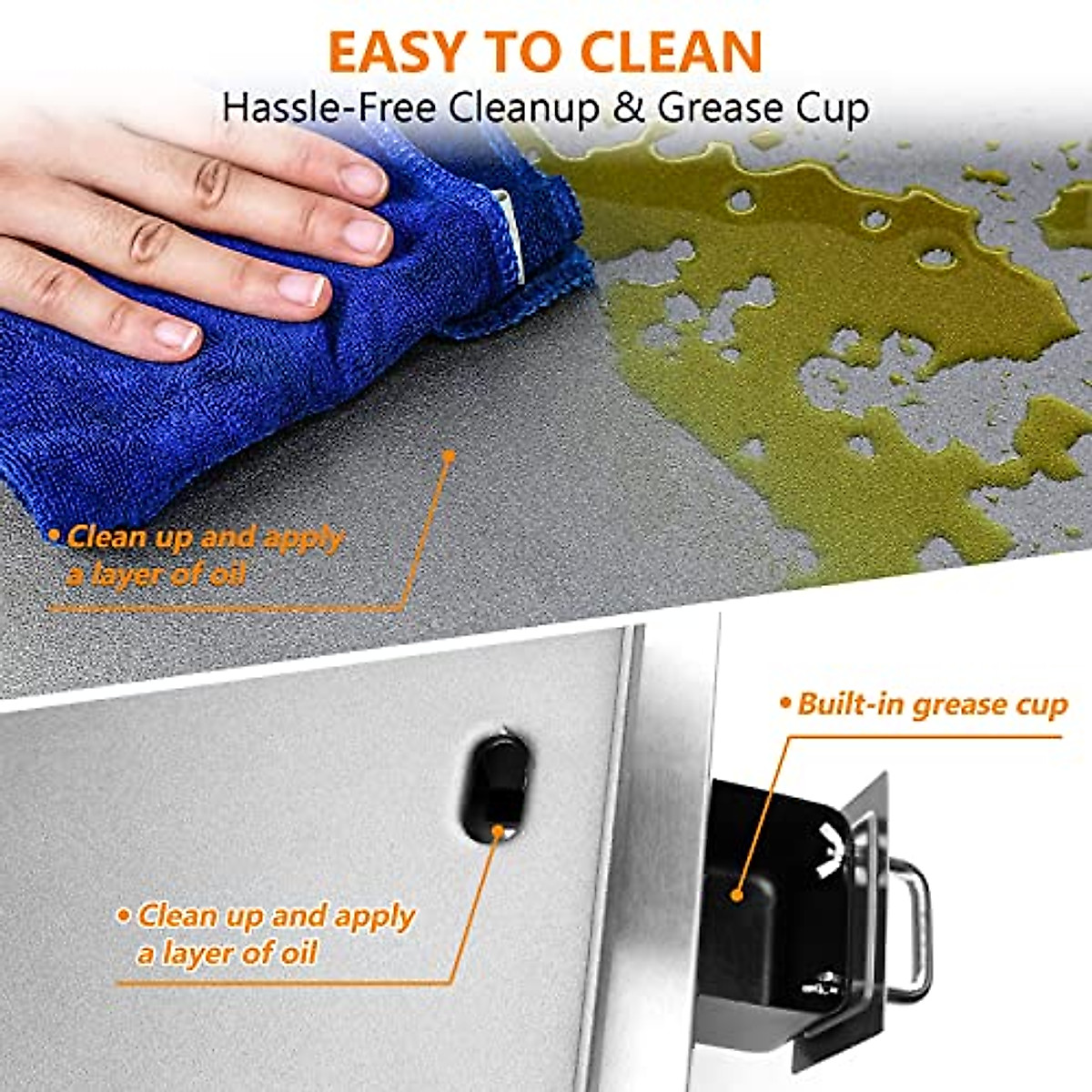 Hisencn Portable Flat Top Grill Propane Gas Grill for Outdoor, Camping, Tabletop, Kitchen, Tailgating, RV - 348 sq. in. Heavy Duty & 24000 BTUs Griddle for BBQ Grill, 22 Inch with Hood, with Carry Bag