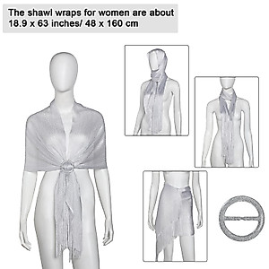 5 Pcs Women Accessories Including Shawls and Wraps, Evening Bag Clutch Purses, Rhinestone Jewelry Sets for Wedding Bridal (Silver)