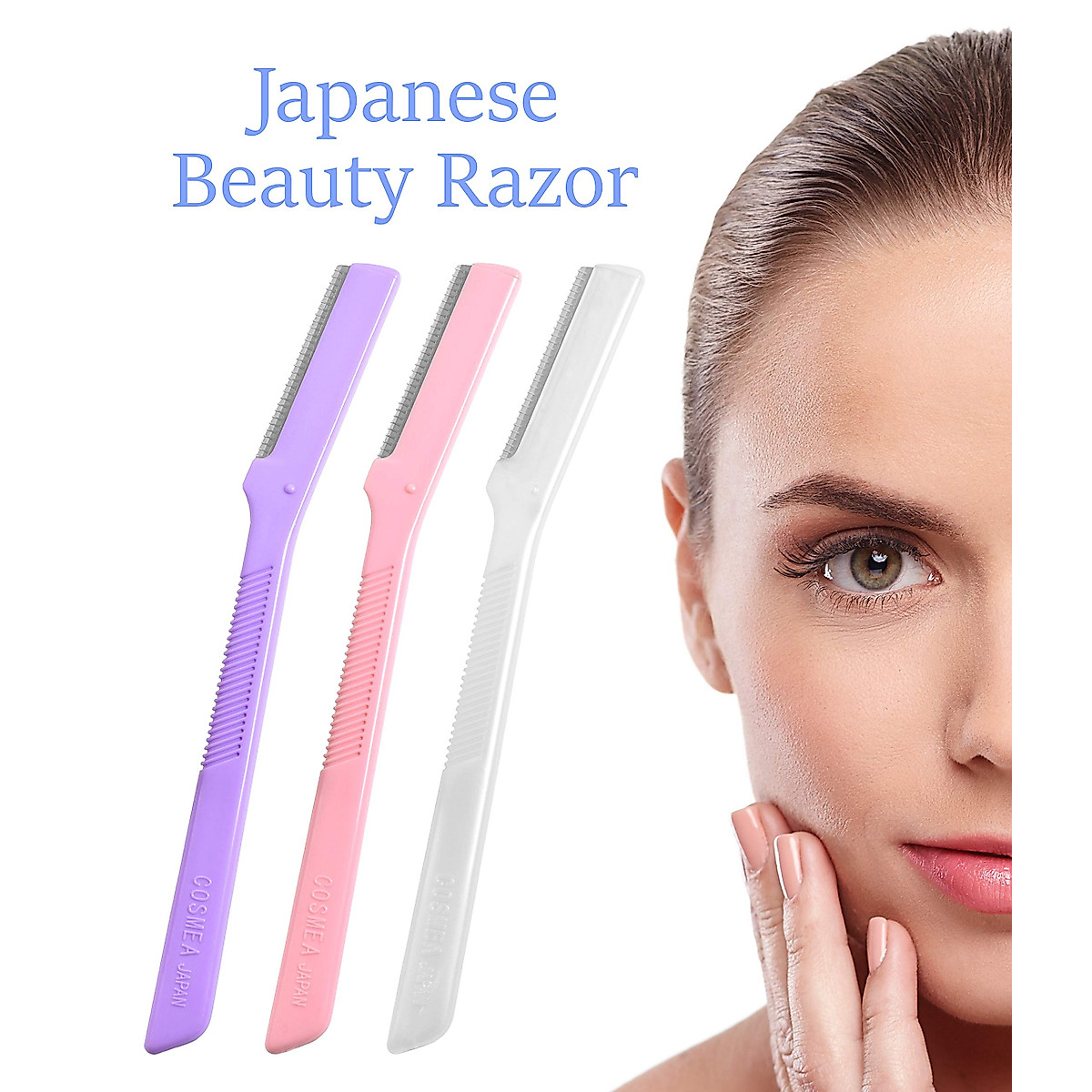 Seki Japan Face Beauty Trimmer, Women's Facial Razor, Disposable Facial Hair Removal Groomer, with Safety Cover 3 Pieces