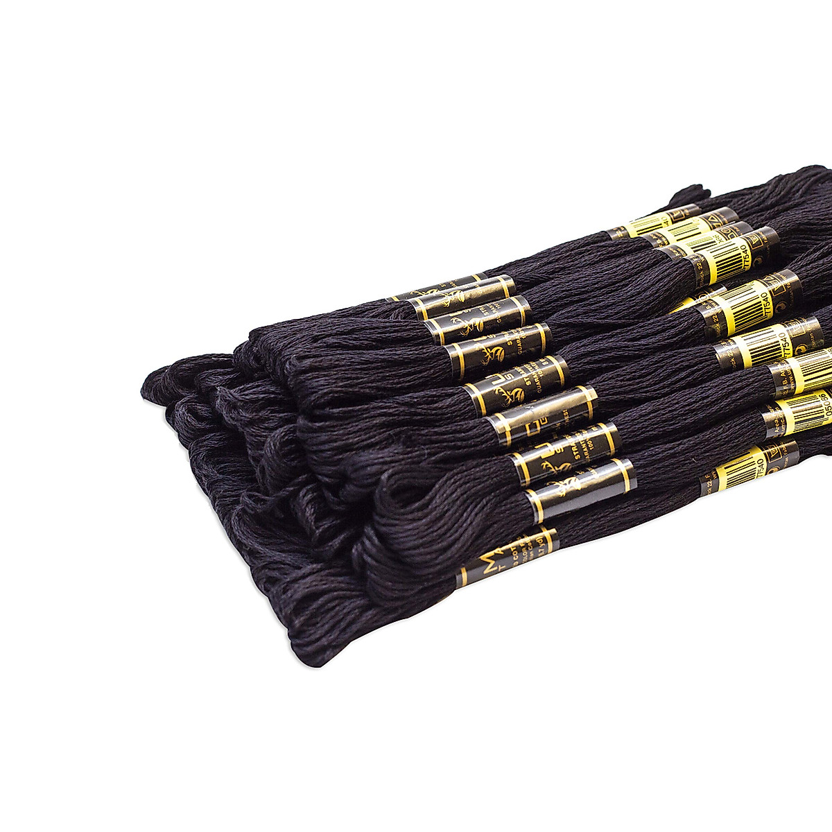 UMC STAG 24 Pieces Black Colour Premium Embroidery Floss| 100% Egyptian Cotton Premium Skeins | Cross Stitch Embroidery Thread | Oeko TEX Certified Stranded Cotton | Perfect for Arts & Crafts