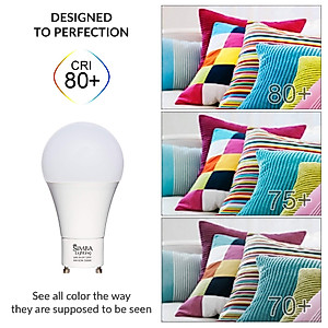 Simba Lighting LED GU24 A19 Light Bulb 9W 60W to 75W Replacement (4 Pack) 120V 2 Prong Twist and Lock Base for Ceiling Lights, Pendants, Outdoor Lanterns, Floor Lamps, Non-Dimmable, 5000K Daylight