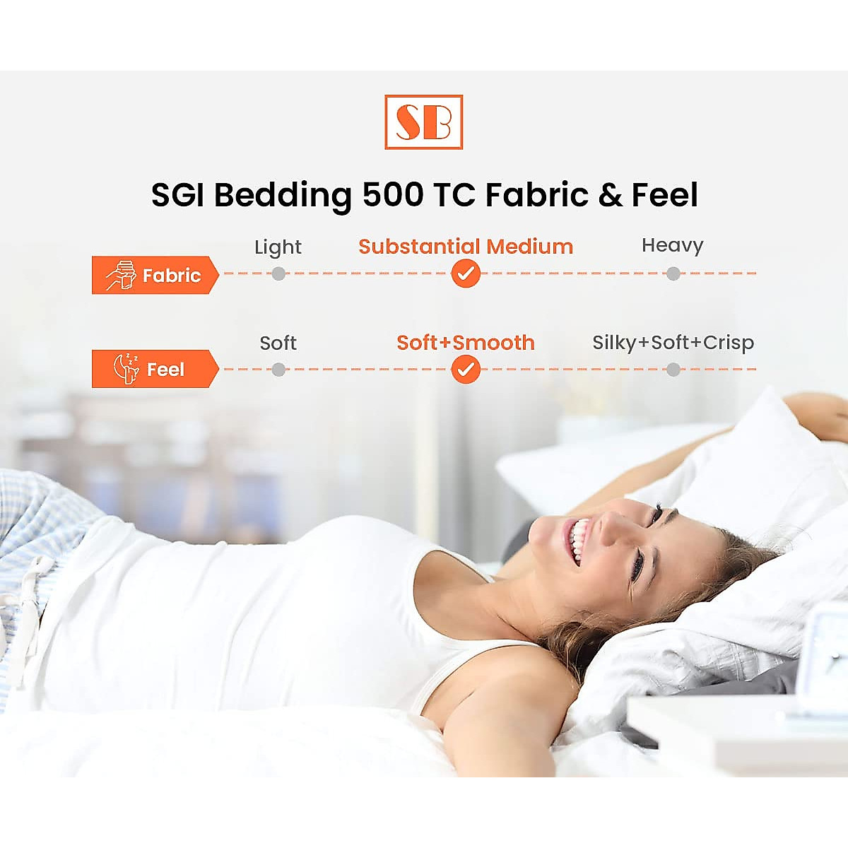 SGI 500 TC 100% Egyptian Cotton Bed Sheets, Luxurious Soft for Premium Hotel Quality 4Pc Sheet Set - 1 Fitted Sheet, 1 Flat Sheet & 2 Pillowcase 15" inch Deep Pocket (King, Light Grey Solid)