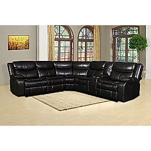 Blackjack Furniture Marsden Modern Leather Air Reclining Living Room Sectional, Brown