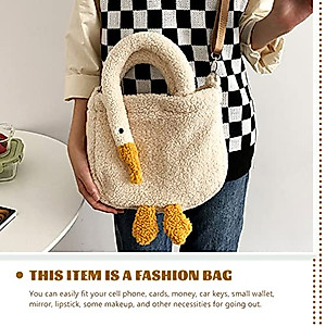 CALLARON Cute Plush Goose Bag Funny Novelty Goose Purse Plush Shoulder Bag Large Tote Handbag Purse Faux Fur Shopping Dating Bag