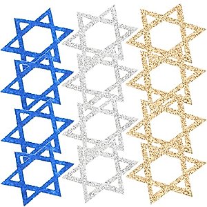 NOLITOY 50pcs Hanukkah Decoration Adorn Hanukkah Menorah Decorations Chanukah Ornaments Party Jewish Decked Favor Star of David Glitter New Non-woven Fabric The Gold Christmas