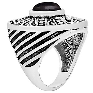 Black Onyx Ring Sterling Silver Plated for Women Size 11, Handmade Black Stone December Birthstone Bohemian Victorian Jewelry Gifts For Her