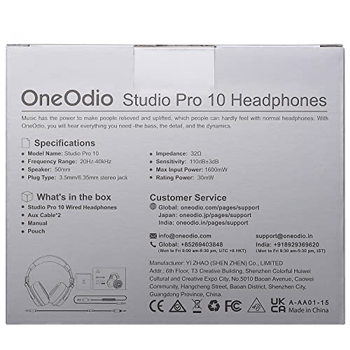 OneOdio Over Ear Headphone, Wired Bass Headsets with 50mm Driver, Foldable Lightweight Headphones with Share Port and Mic for Recording Monitoring Mixing Podcast Guitar PC TV (Light Blue)