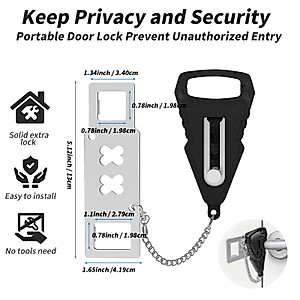 Portable Door Lock for Travel, Hotel Door Locks for Travelers, Two Function Reliable Safety Door Security Devices, Perfect for Doors in Hotel, Apartment(Upgraded)