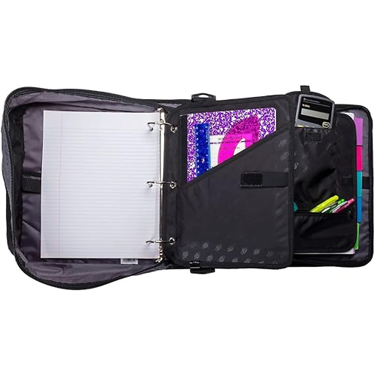 Case-it Dual 2.0, Zipper Binder, 2 Set of 2” D-Ring Dual, W/Removable File Folder Hold Down Pages, Front Flap Pocket, Laptop Storage, Pen Pockets,5 tab Removeable File Folder, Dual-301, Pink