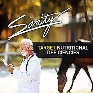 Sanity - Equine Behavioral Calming Focus Supplement for Horses - Magnesium, Calcium, Zinc, B Vitamins, Amino Acids, Probiotics, Thiamine, Folic Acid, Niacin, Peppermint