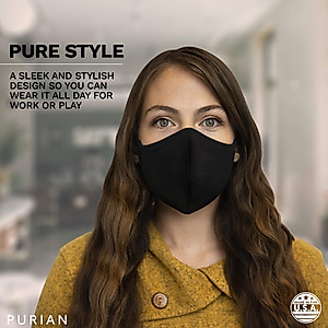 Cotton Face Masks with Long Tie Behind Straps | Dust Mask for Travel & Work | Black | 2 Pack
