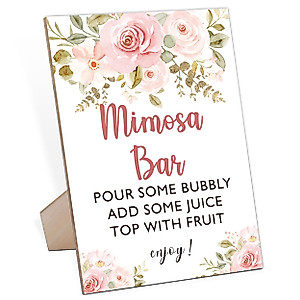 Mimosa Bar Boho Floral Bridal Shower,Wooden Sign With Stand,Bridal Shower Decoration,Bridal Shower Welcome Sign,Bar Decoration,Party Supplies,Bridal Shower Centerpieces,Wedding Shower Favors-20