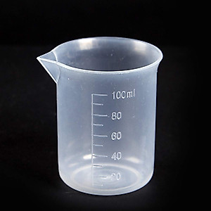 YXQ 6pcs 100ml Plastic Beakers Graduated Measuring Cup Labs Liquid Transparent Container