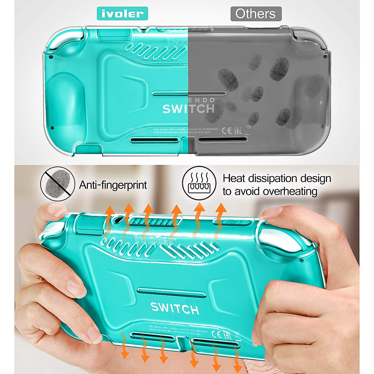 [2+1Pack]iVoler Tempered Glass Screen Protector for Nintendo Switch Lite(2Pack)with Case Carrying Protective TPU Case for Nintendo Switch Lite, Grip Cover with Shock-Absorption Anti-Scratch, HD Clear