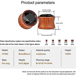TBOSEN 20 pcs Set Mixed Stone Ear Plugs Wood Tunnels Double Flare Saddle Stretching Gauges Expander Body Piercing Set Gauge 2g - 5/8 inch