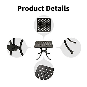 HOMEFUN Patio End Table, Outdoor Square Cast Aluminum Side Table, Antique Bronze