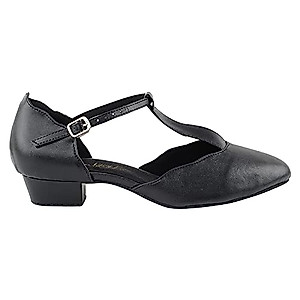 Very Fine Dancesport Shoes - Ladies Practice Latin, Salsa, Ballroom Practice Dance Shoes - 6819FT Black Leather - 1 inch Flat Heel & Canvas mesh Shoe Bag (Black Leather, Size 8)