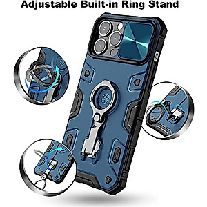 Wefor Case for iPhone 14 Pro Max Case with Stand, Slide Camera Cover, Military Grade Shockproof Portective Case Compatible with MagSafe Wireless Charger&Magnetic Car Mount Holder (Blue)